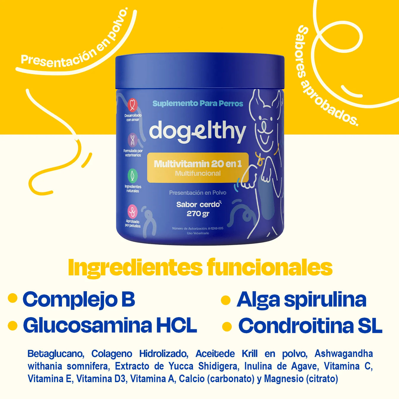 Multivitaminico para Perro- Dogelthy (Multivitamin 20 en 1)